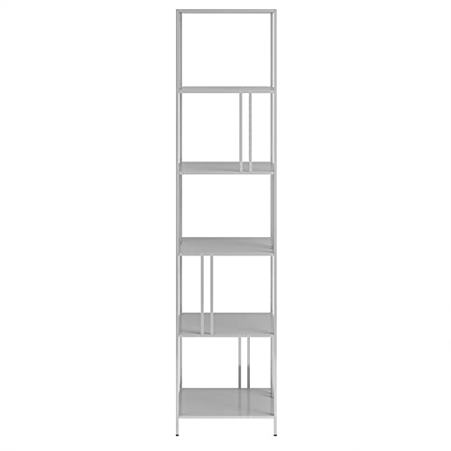 Henn&Hart 18" Wide Rectangular Bookcase in Silver, for Home Office, Living Room