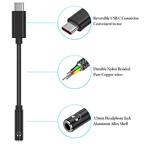 APETOO USB C to 3.5mm Female Adapter for Samsung S23 Ultra,Type-C to Aux Audio Dongle Earphone Adapter for Galaxy S22 Ultra S21 FE S20 Ultra Note 20 10+ A53 Z Flip4 Fold4 Pixel 7 6 5 4 3XL OnePlus 10T