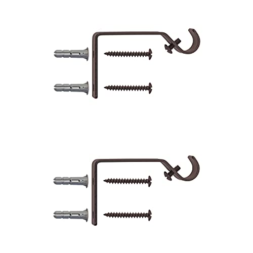 Interior Living 28-48 in. Petite Café Adjustable Knob End Curtain Rod, 1/2 in. Diameter, Brown
