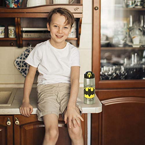 Zak Designs DC Comics Dinnerware 3 Piece Set Includes Plate, Bowl, and Water Bottle, Non-BPA, Made of Durable Material and Perfect for Fans (18/8 Stainless Steel, Batman)
