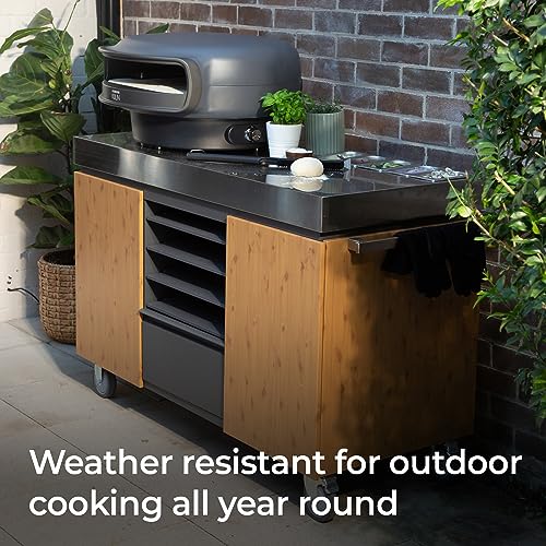 Everdure Pizza Oven Station - Preparation Cart with Stainless Steel Countertop, Four Slide Out Shelves, On Wheels for Portability