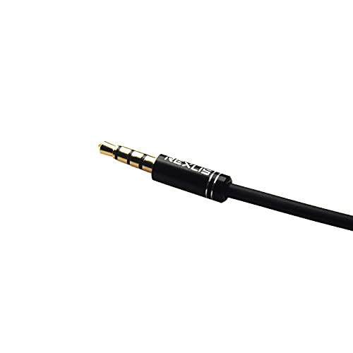 REXUS Black 2-Pack 3.5mm Y Splitter Stereo Audio Cable 4-Pole Male to 2 Female for Headphone, Headset Splitter Adapter Extension Aux Cable, Compatible MobilePhone and New Laptop(M22F35Hx2)