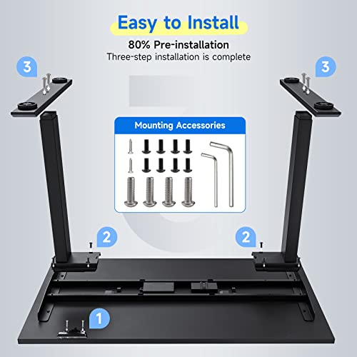 Soohow Electric Standing Desk 48 x 24 Inches Adjustable Height Desk, Dual Motor Stand Up Computer Desk, Black Tabletop (120 x 60 cm), Black Frame for Home Office