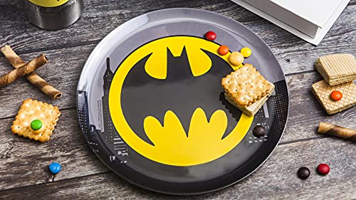 Zak Designs DC Comics Dinnerware 3 Piece Set Includes Plate, Bowl, and Water Bottle, Non-BPA, Made of Durable Material and Perfect for Fans (18/8 Stainless Steel, Batman)