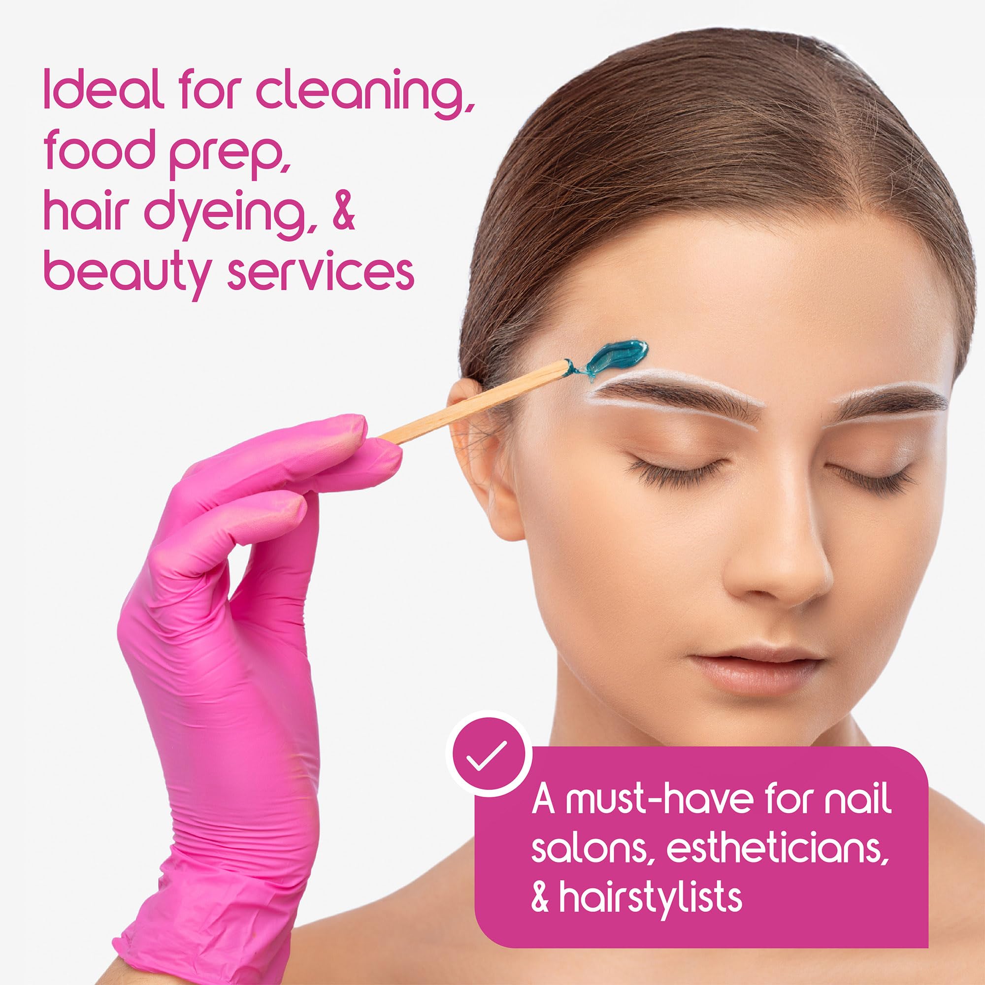 Inspire Pink Disposable Latex Free Nitrile Gloves - 2 Pack Value | Nail Salon & Hair Dye Gloves | Large