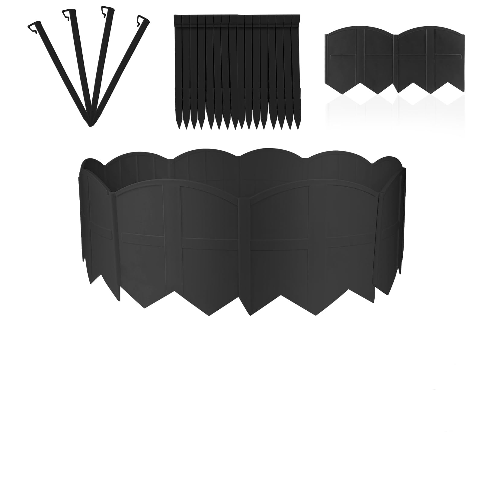 30Pcs Black Garden Edging Border No Dig Landscape Edging Garden Fence Edgings Decorative Landscape Border Landscaping Edging with 30 Stakes kit for Lawn Garden Flower
