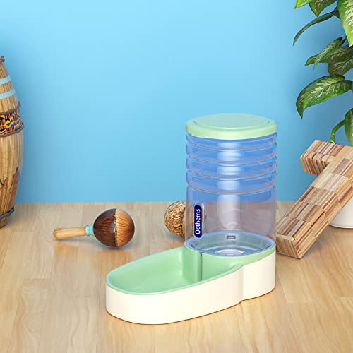 Octhems Automatic pet Water Dispenser Automatic cat Water Gravity Dog Water 1 Gallon Double Bowl Design, Suitable for Small and Medium-Sized Dogs and Cats (Green -Water )