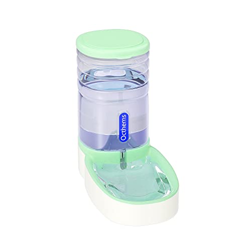 Octhems Automatic pet Water Dispenser Automatic cat Water Gravity Dog Water 1 Gallon Double Bowl Design, Suitable for Small and Medium-Sized Dogs and Cats (Green -Water )
