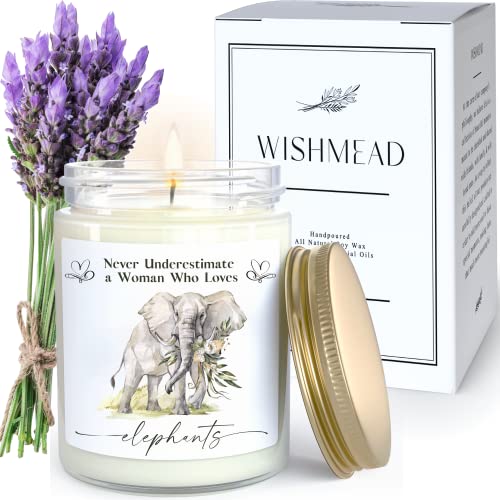 Wishmead Elephant Gifts for Women - Lavender Candle - Elephants Gifts for Women - Elephant Decor Housewarming Gift - Birthday Gifts for Mom Best Friend