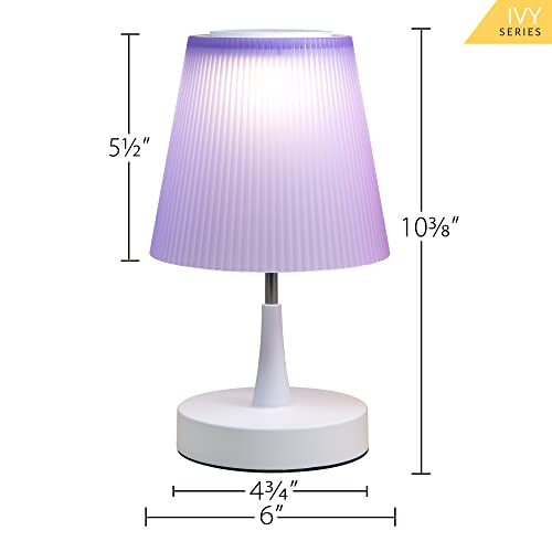 TW Lighting Purple Lamp for Girls Bedrooms - Modern Small Table Lamp for Bedroom, Bedside Nightstand, Nursery, Cute Kids Lamp with USB Charging Port, 3-Level Touch Dimmable Switch