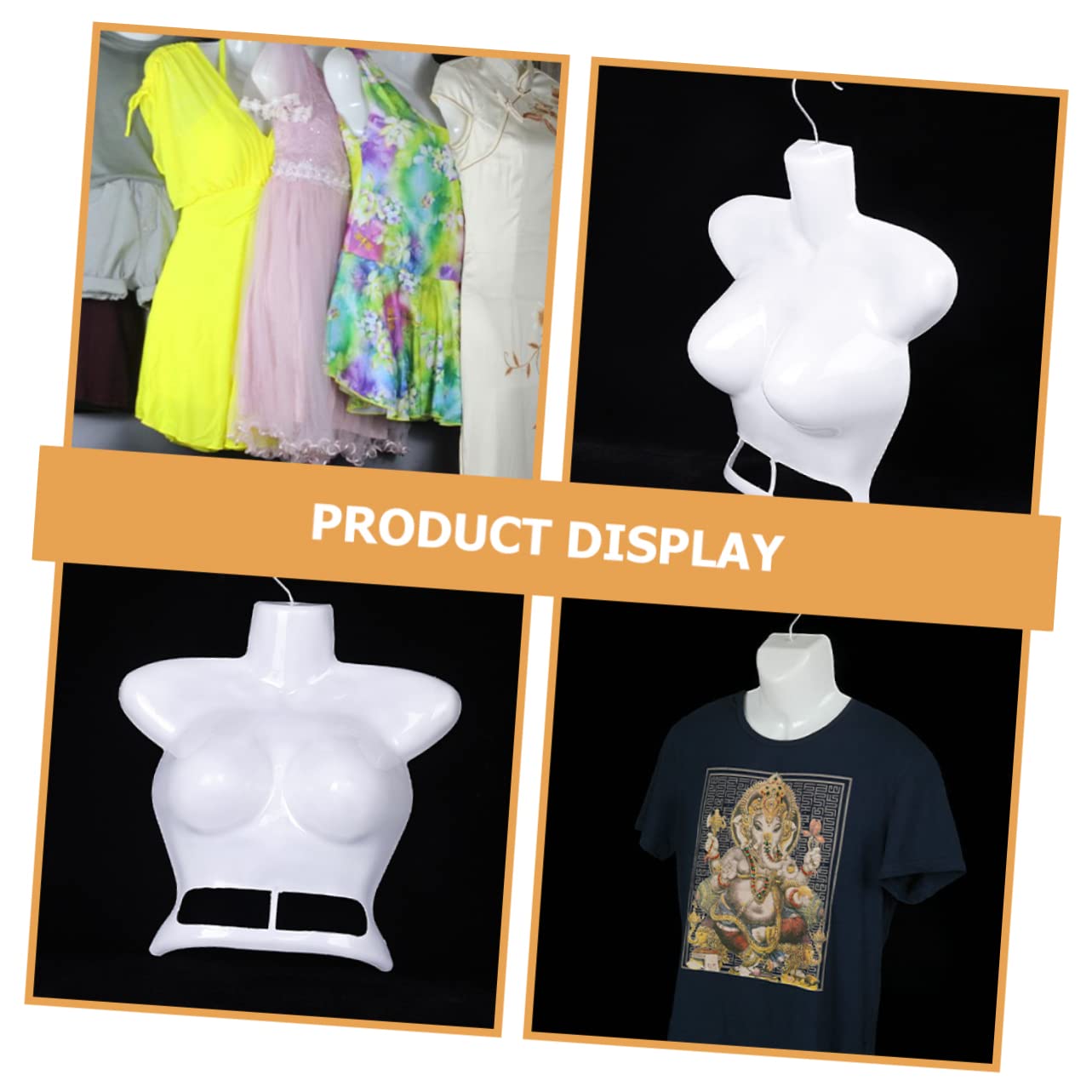 GARVALON 5pcs Mannequin Hanger Body Torso Dress Form Female Upper Display Woman Formal Tops Bathing Suits for Women Clothes Showing Rack Rack, 40x35cm (07O0801W2A)
