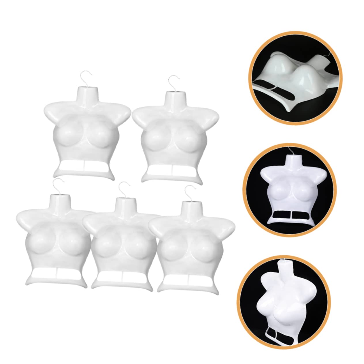 GARVALON 5pcs Mannequin Hanger Body Torso Dress Form Female Upper Display Woman Formal Tops Bathing Suits for Women Clothes Showing Rack Rack, 40x35cm (07O0801W2A)