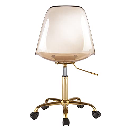 Urban Shop Acrylic Rolling Desk Chair, Tan 21.25D x 19.68W x 34H Inch