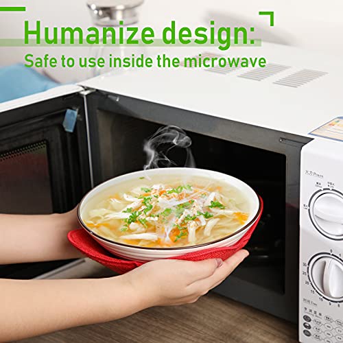 10 Pieces Plate Holders Microwave Safe Hot Bowl Holders for Soup, Food, Meals (Colorful, Classic Style)