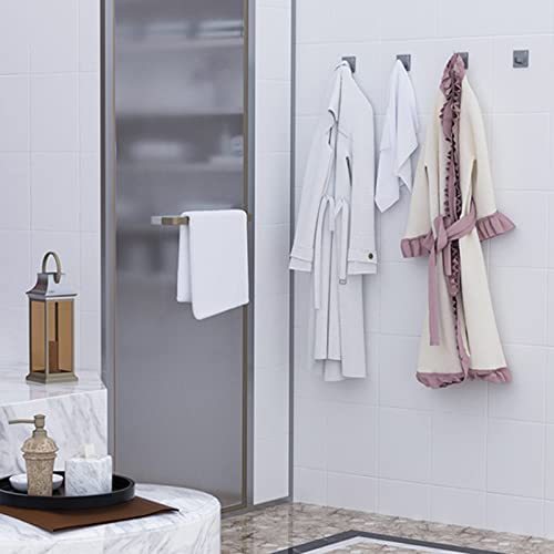 Heavy Duty Adhesive Hooks, Stick on Wall Adhesive Hangers, Strong Stainless Steel Holder, Self Adhesive Hooks for Kitchen Bathroom Home Door Towel Coat Key Robe 4 Packs (Silver)