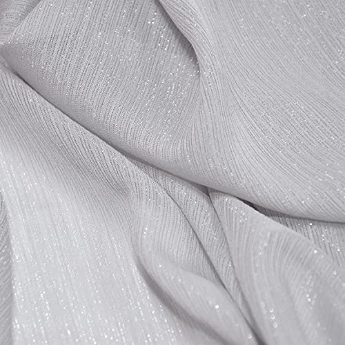 Glitter Chiffon Sheer Crepe Fabric for Bridal Decoration & Crafting 59 Inches Width by The Yard Entelare(Silver Grey 2Yards)
