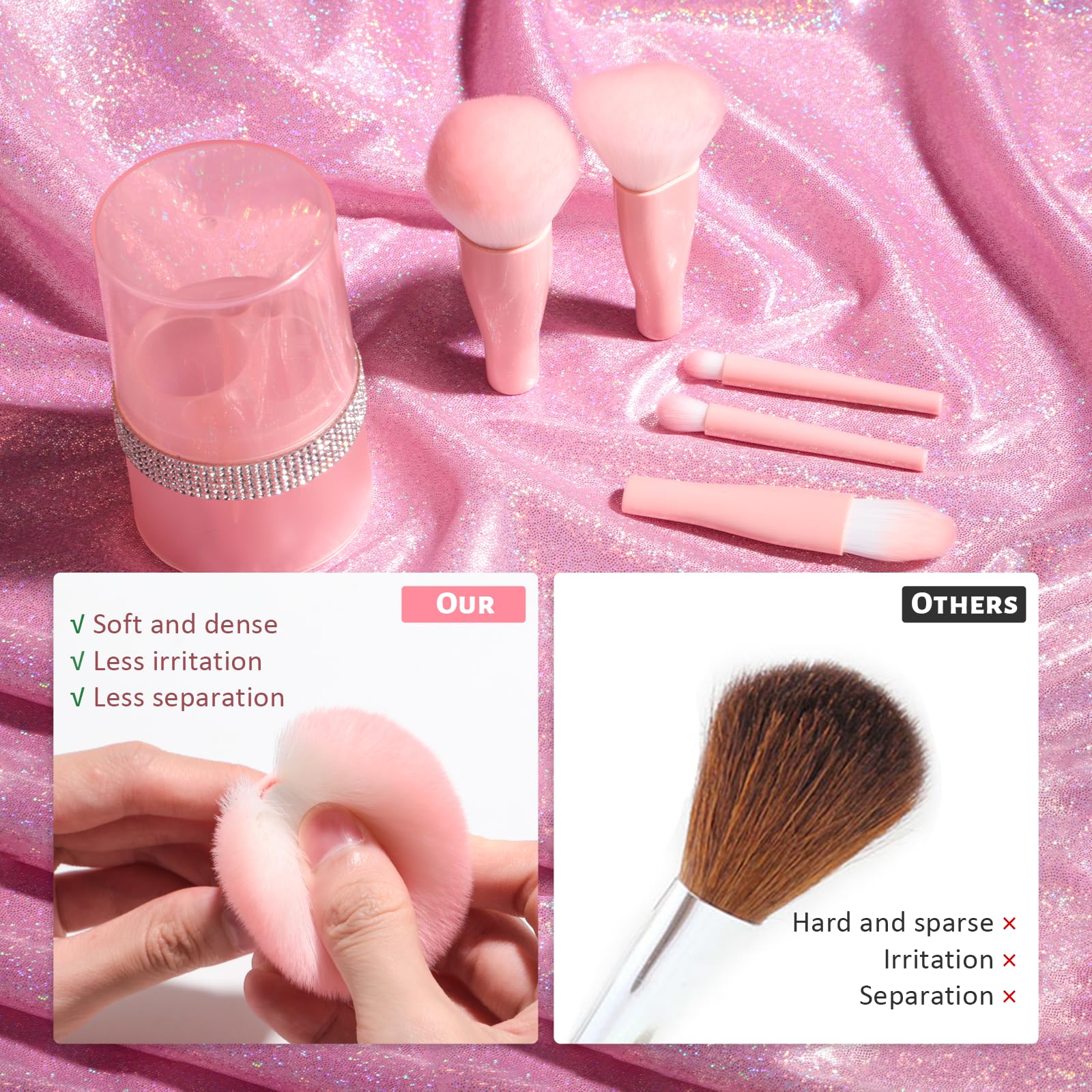 Travel Makeup Brushes BS-MALL Premium Synthetic Foundation Powder Concealers Eye Shadows With Diamond Case
