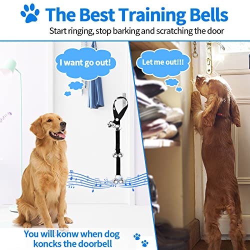 JIMEJV 2 Pack Dog Doorbells, Pet Training Bells for Go Outside Potty Training and Communication Device Large Loud Dog Bell Cat Puppy Interactive Toys Adjustable Strap Door Bell
