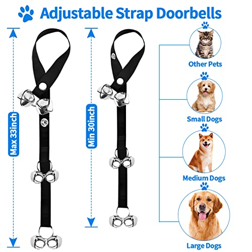 JIMEJV 2 Pack Dog Doorbells, Pet Training Bells for Go Outside Potty Training and Communication Device Large Loud Dog Bell Cat Puppy Interactive Toys Adjustable Strap Door Bell
