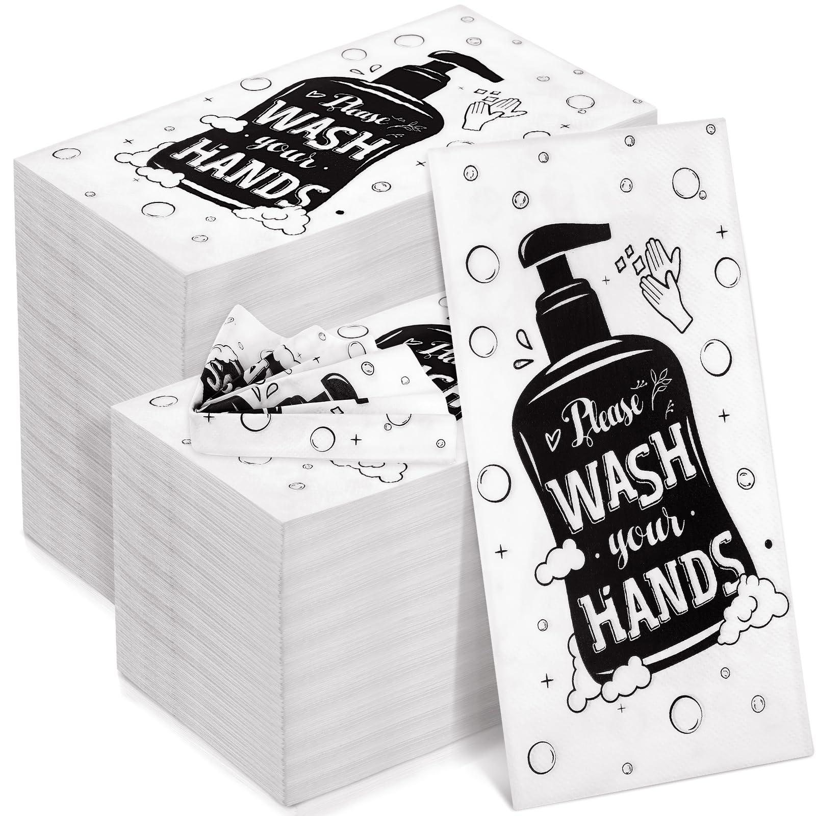 400 Pieces Bathroom Napkins Disposable Guest Towels Bathroom Guest Paper Hand Towels Please Wash Your Hands Bathroom Etiquette Guest Napkins for Powder Room Wedding Holiday Anniversary Birthday Party
