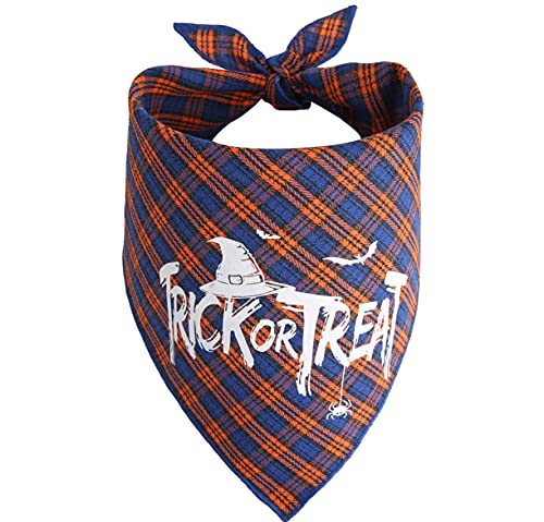 Halloween Bandana for Dogs Set of 2, Triangle Reversible Pet Scarf for Small Medium Large Dogs