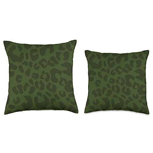 Olive Military Green Print Leopard Cheetah Animal Olive Military Green Cheetah Leopard Print Animal Skin Throw Pillow, 18x18, Multicolor