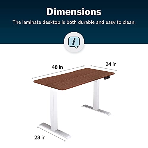 Vari Essential Electric Standing Desk 48" x 24" (VariDesk) - Electric Height Adjustable Desk - Home or Office Standing Desk - Sturdy Adjustable Standing Desk - Split Top Sit Stand Desk - Hazel Wood