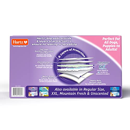Hartz Home Protection Odor Eliminating Scented Dog Pads, Super Absorbent & Won’t Leak, Lavender Scent, 3XL Pads, 30 Count, Packaging May Vary