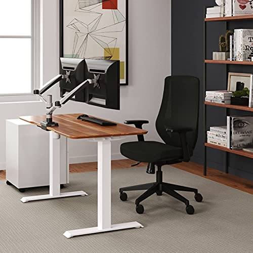 Vari Essential Electric Standing Desk 48" x 24" (VariDesk) - Electric Height Adjustable Desk - Home or Office Standing Desk - Sturdy Adjustable Standing Desk - Split Top Sit Stand Desk - Hazel Wood