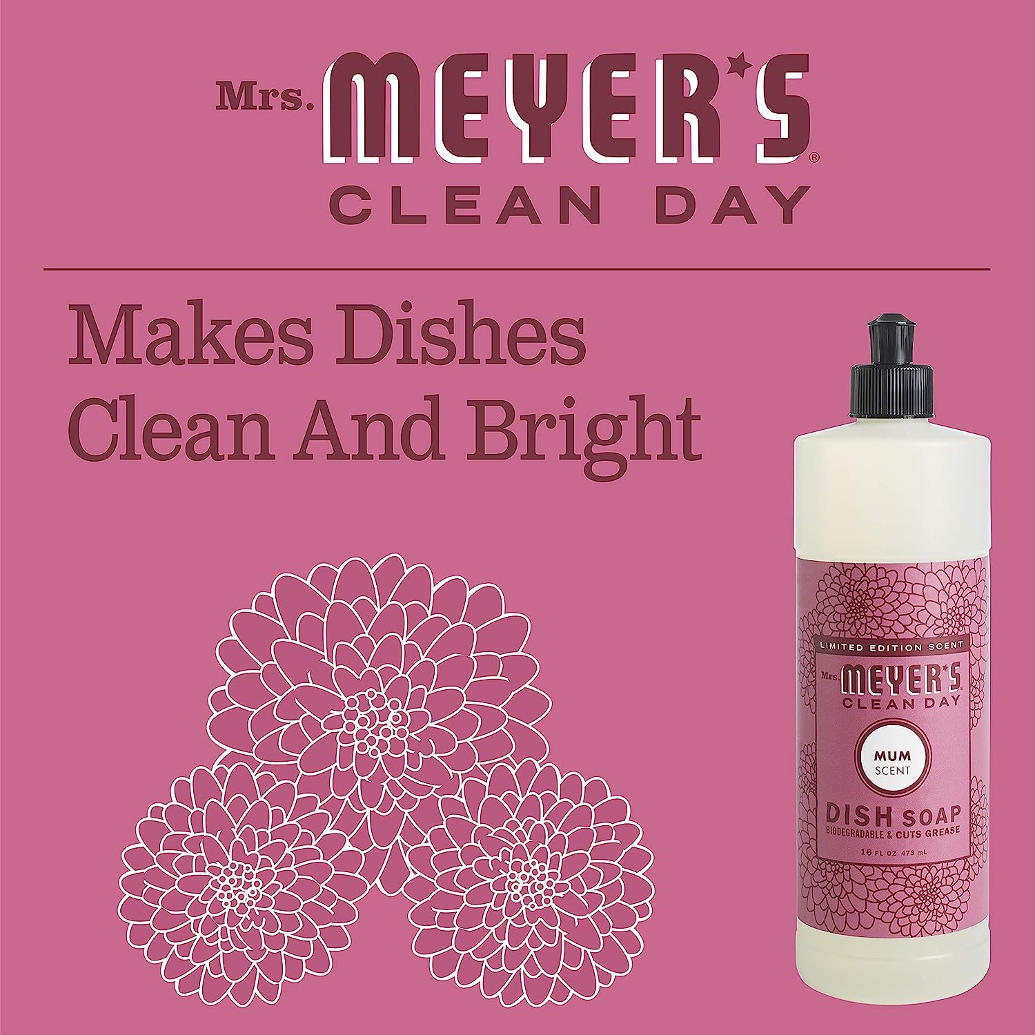 MRS. MEYER'S CLEAN DAY Variety, 1 Mrs. Meyer's Liquid Dish Soap Apple Cider, 16 OZ, 1 Mrs. Meyer's Liquid Dish Soap Mum, 16 OZ, 1 CT