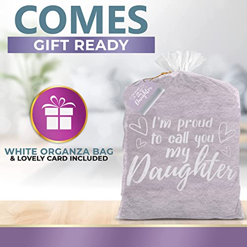 EasyFluffy Daughter Fleece Blanket from Mom or Dad – Pure Fleece Throw Blankets – Versatile Outside Light Throw Blankets – to My Daughter Fleece Blanket – Inspirational Message, 50" x 60" (Lilac)