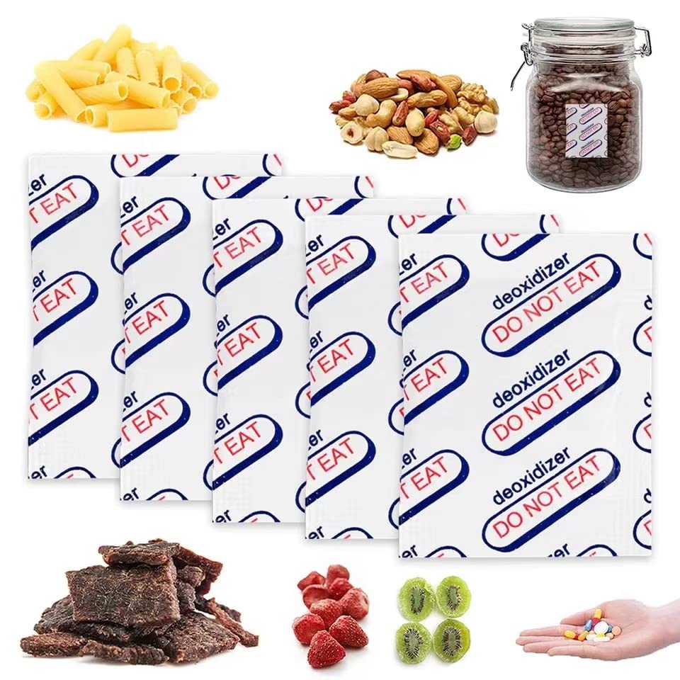 400cc X 100 count Oxygen Absorbers - 10 packs individually vacuumed and sealed in 10 Food grade packets For Long Term Food Storage.
