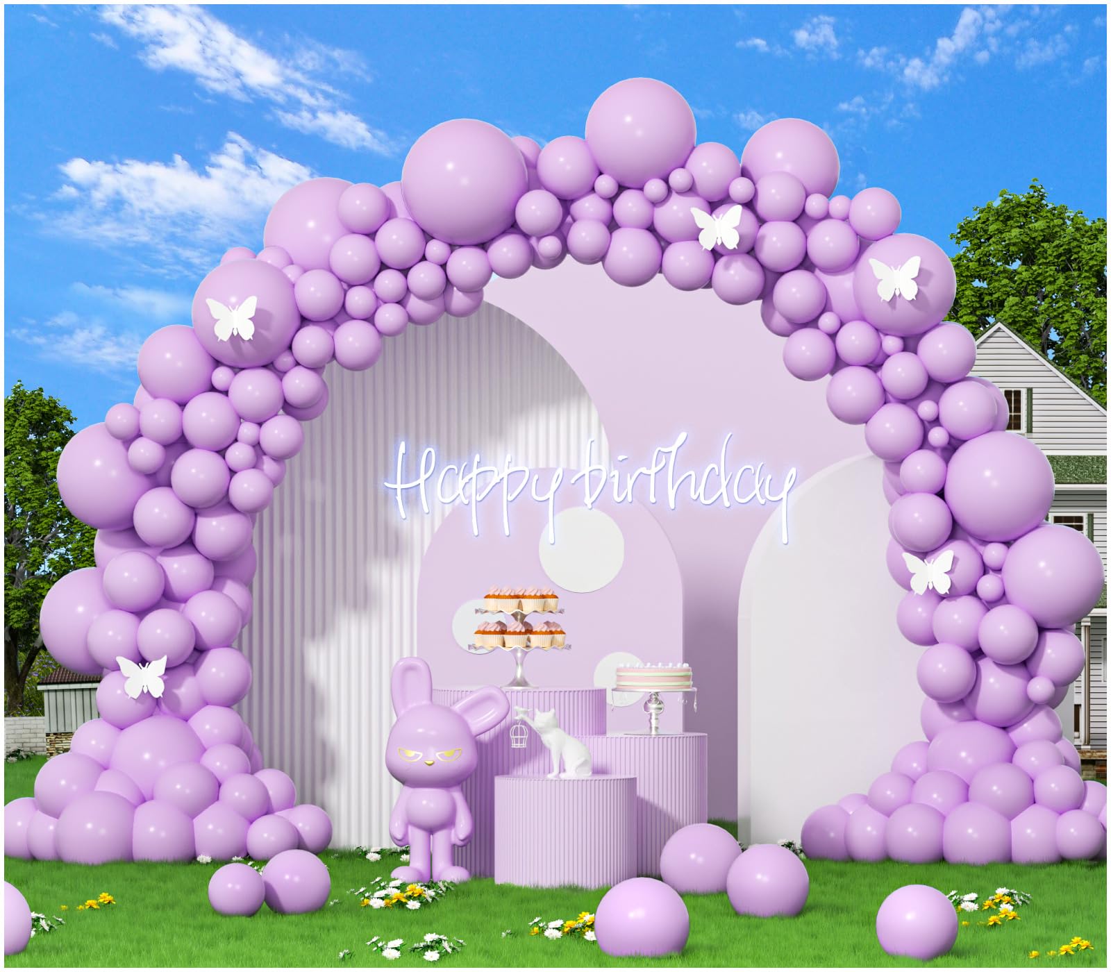 412pcs Pastel Purple Balloon Garland Arch Kit 18 12 10 5 Inch Different Sizes Light Purple Latex Balloons for Baby Shower Birthday Wedding Lavender Party Decoration