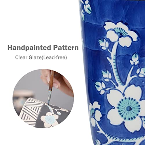 Taimei Teatime Ceramic Tea Cup with Infuser and Lid, 17 oz Tea Infuser Mug for Steeping Loose Leaf Tea with Handpainted Floral Pattern, Tea Mug with Infuser Basket, Women Office Home Gift
