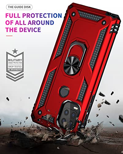YZOK Compatible with Moto G Stylus 5G Case,with HD Screen Protector,[Military Grade] Ring Car Mount Kickstand Hybrid Hard PC Soft TPU Shockproof Protective Case for Motorola G Stylus 5G (Red)