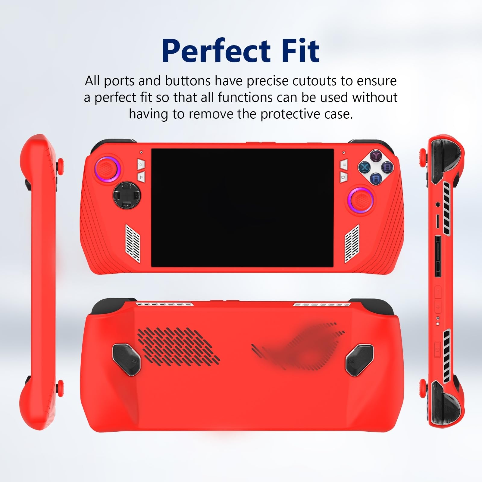 Silicone Case Protective Sleeve for ROG Ally, Soft Cover Protector for Rog Ally Game Console Drop-Proof Case with Full Protection (Red)