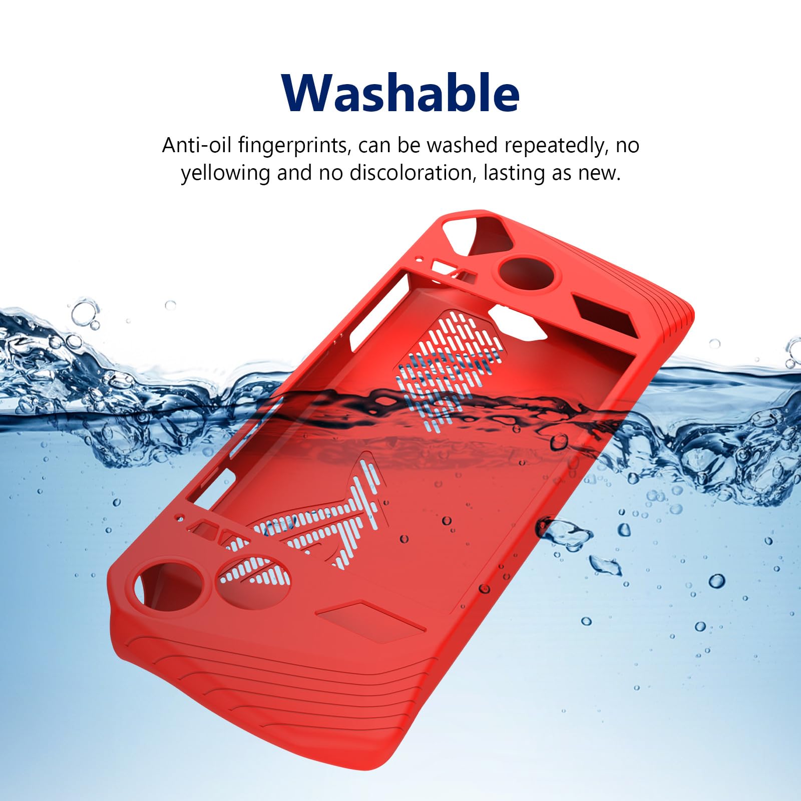 Silicone Case Protective Sleeve for ROG Ally, Soft Cover Protector for Rog Ally Game Console Drop-Proof Case with Full Protection (Red)