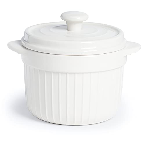 ONTUBE Ceramic Candy Jar with Lid 17oz, Porcelain Cookies Jar Candy Dishes (White)