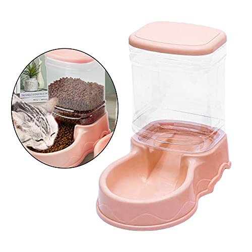 Fenteer Automatic Pet Feeder Small Medium Large Pet Food Feeder Waterer Water Dispenser for Dogs Cats Animals - Pink Food Feeder