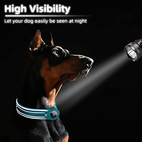 Reflective AirTag Dog Collar, FEEYAR Padded Apple Air Tag Dog Collar, Heavy Duty Dog Collar with AirTag Holder Case, Adjustable Air Tag Accessories Pet Collar for Small Medium Large Dogs