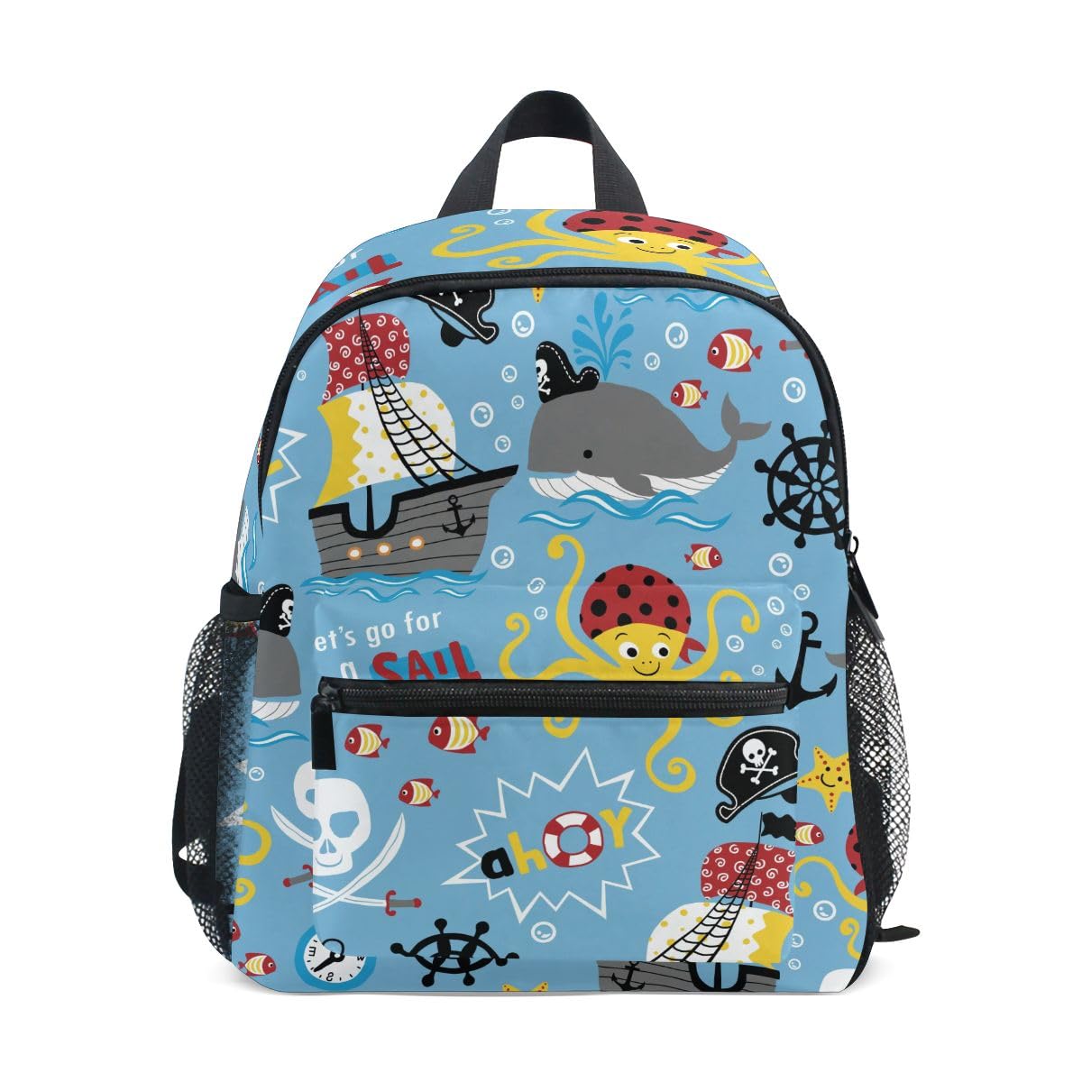 ODAWA Cartoon Pirates Elements Kids Backpacks with Name Tag Kindergarten Toddler Backpack