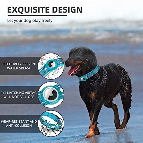 Reflective AirTag Dog Collar, FEEYAR Padded Apple Air Tag Dog Collar, Heavy Duty Dog Collar with AirTag Holder Case, Adjustable Air Tag Accessories Pet Collar for Small Medium Large Dogs