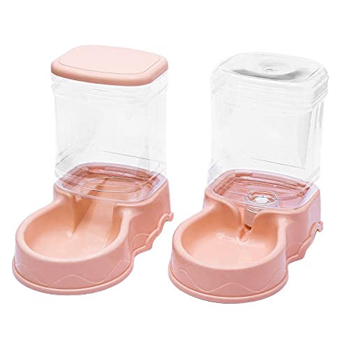 Fenteer Automatic Pet Feeder Small Medium Large Pet Food Feeder Waterer Water Dispenser for Dogs Cats Animals - Pink Food Feeder