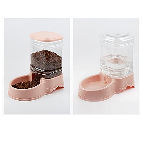 Fenteer Automatic Pet Feeder Small Medium Large Pet Food Feeder Waterer Water Dispenser for Dogs Cats Animals - Pink Food Feeder