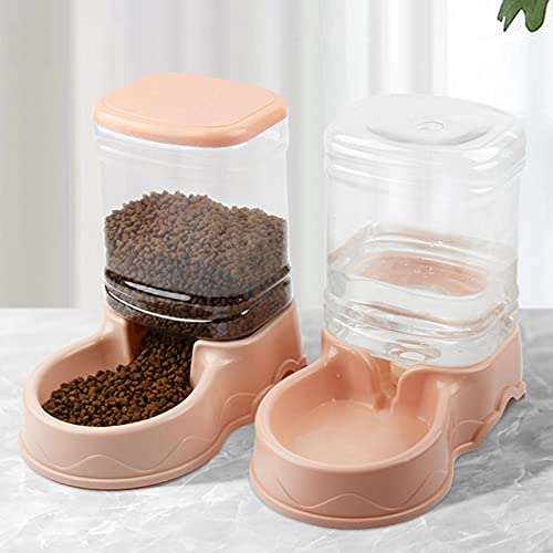 Fenteer Automatic Pet Feeder Small Medium Large Pet Food Feeder Waterer Water Dispenser for Dogs Cats Animals - Pink Food Feeder