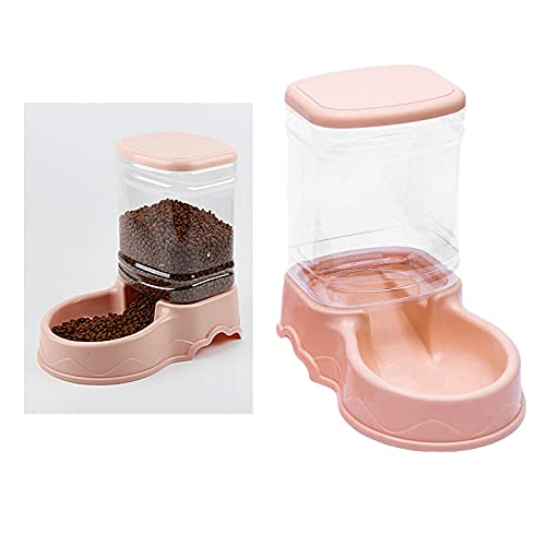 Fenteer Automatic Pet Feeder Small Medium Large Pet Food Feeder Waterer Water Dispenser for Dogs Cats Animals - Pink Food Feeder