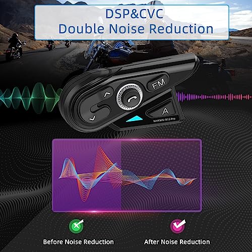 Motorcycle Bluetooth Helmet Bluetooth 2 PCS,5.0 Pairing Within 2000 Meters 8 People Online Intercom, 6 Color Replacement, with FM / IPX67 Waterproof / DSP&CVC Noise Reduction, Including 2 Microphones.