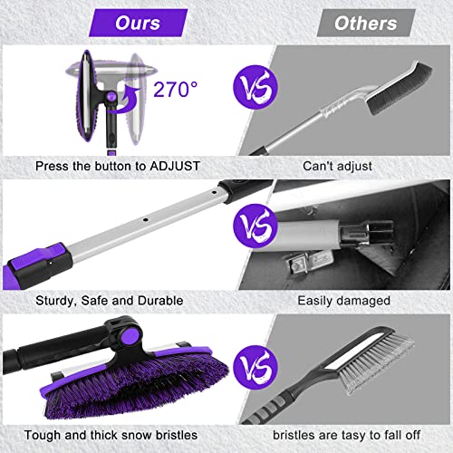 GLLPN Ice Scraper and Snow Brush for Car Windshield with Ergonomic Foam Grip Ergonomic,Winter Windows Scraper for Cars, Trucks, SUVs (31.5" to 39.3")