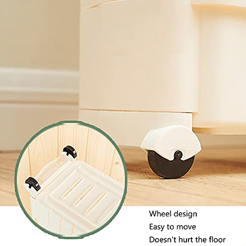 QFFL 4 Inch Kitchen Storage Cabinet, Plastic Slim Bathroom Rolling Cart with 4 Wheels and Hook, Narrow Shelving, for Paper Shampoo, White