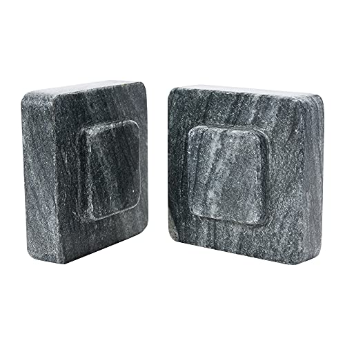 Main + Mesa Square Marble Bookends, Black